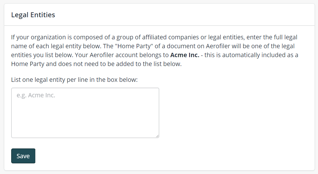What is the Legal Entities section for? – Aerofiler